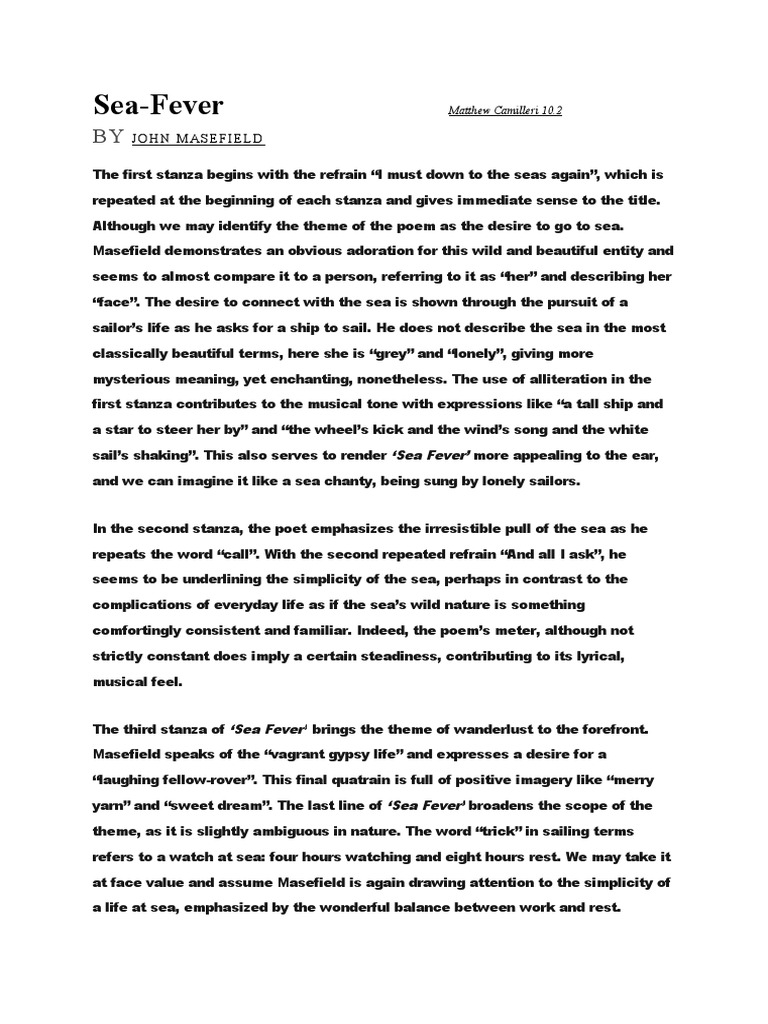 Sea Fever | PDF | Poetry