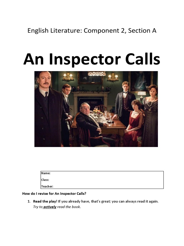 GCSE English Lit: An Inspector Calls | PDF | Mystery, Thriller & Crime ...