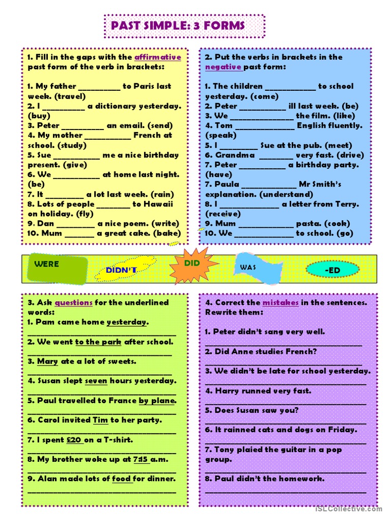 Past Simple All Forms | PDF | Linguistics | Grammar