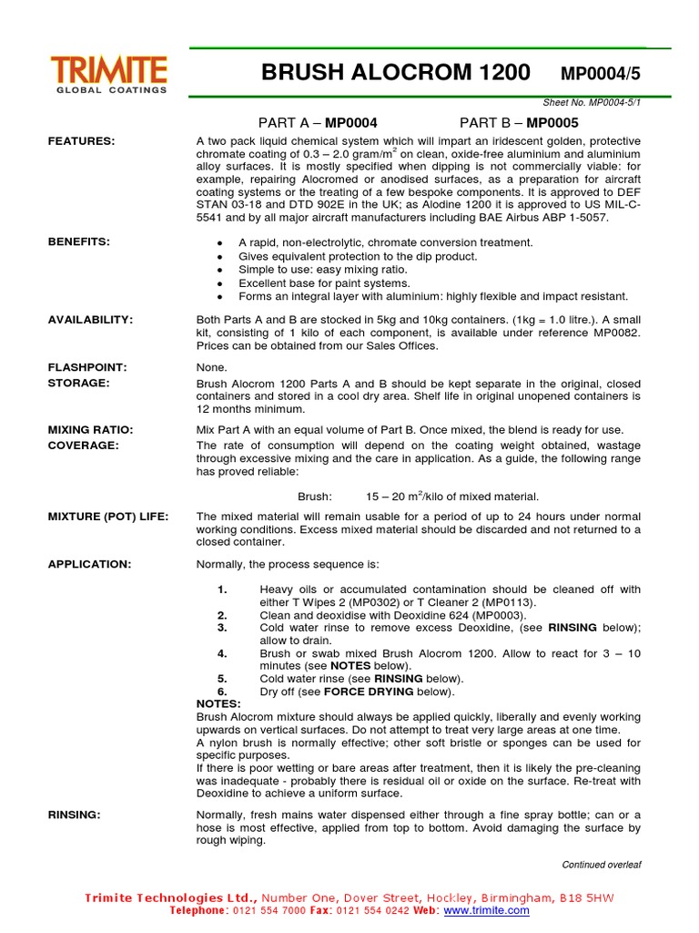 Alocrom 1200 Brush mp0004 & 5 280409 | PDF | Metals | Materials
