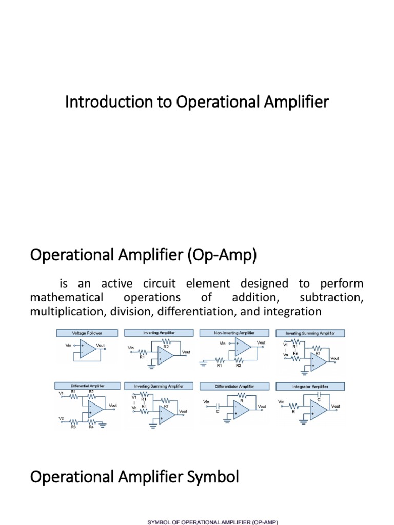 Introduction To Operational Amplifier | PDF | Operational Amplifier | Amplifier