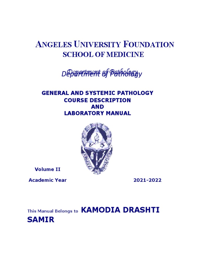 Gen. and Systemic Pathology Course Description & Lab. Manual Vol. 2 (AY ...