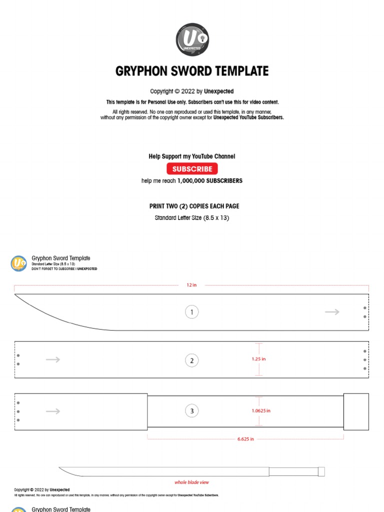 Gryphon Sword Template | PDF