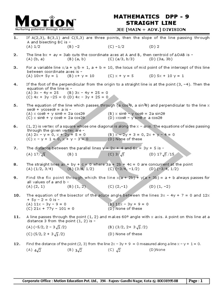 Straight Line DPP-9 Ques | PDF | Triangle | Area