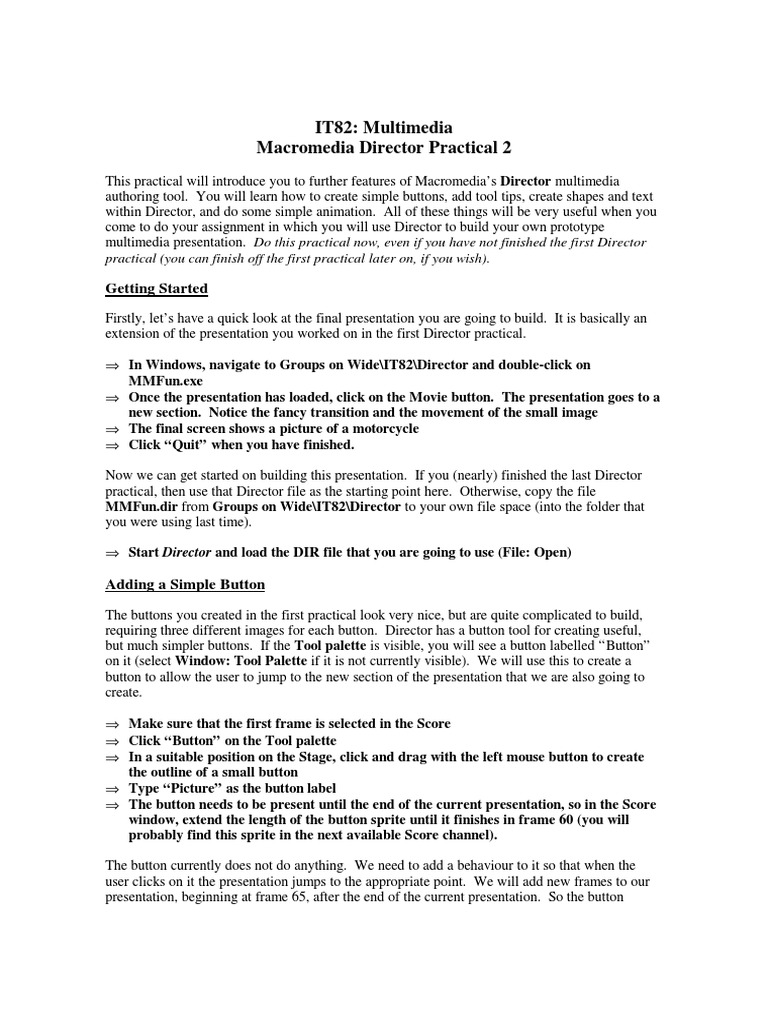 Macromedia Director | PDF | Button (Computing) | Computer File
