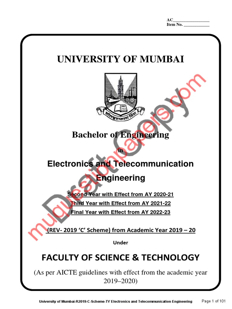 Be Electronics and Telecommunication Third Year Te Semester 6 Rev 2019 C Scheme | Download Free ...