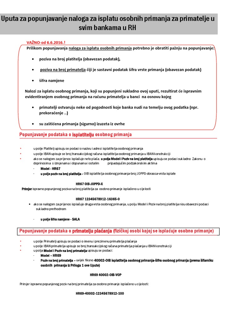 OUNS Letak Uputa Za Popunjavanje - Naloga - Za - Isplatu Osobnog Primanja V2 | PDF