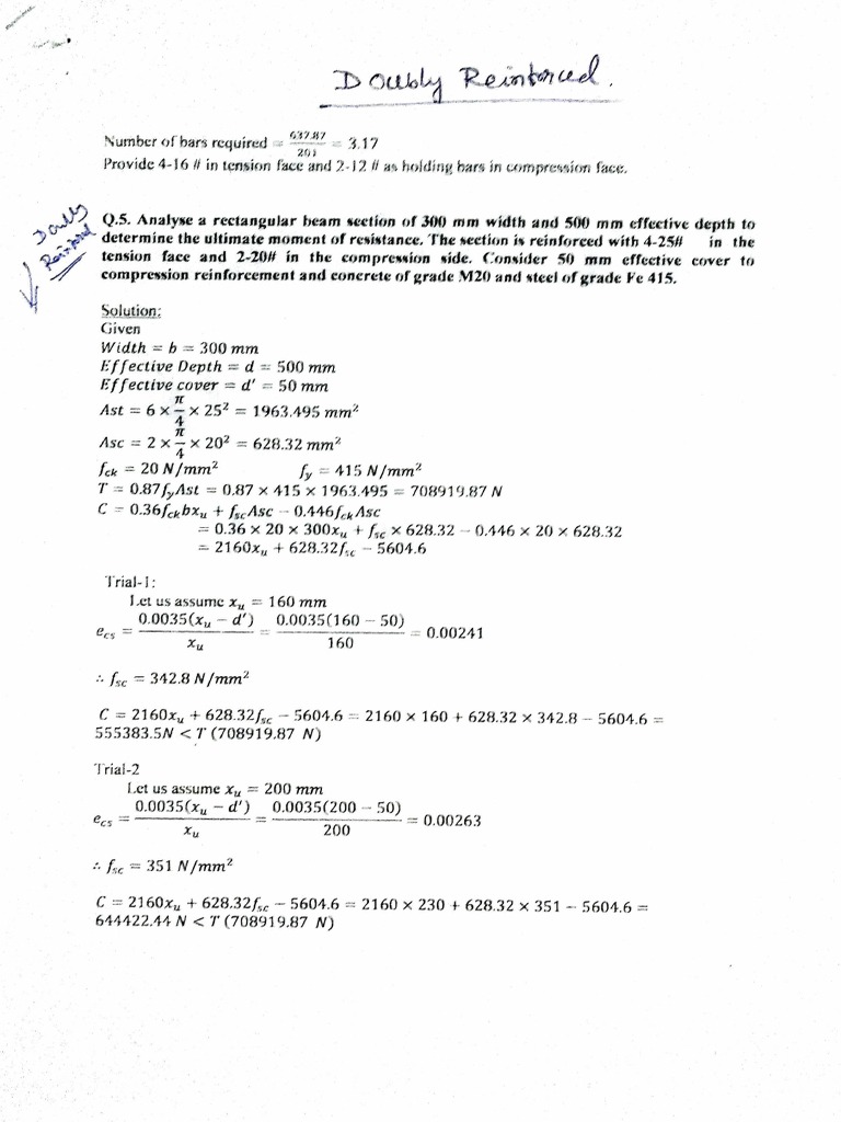 Doubly Reinforced Examples | PDF | Solid Mechanics | Building Engineering