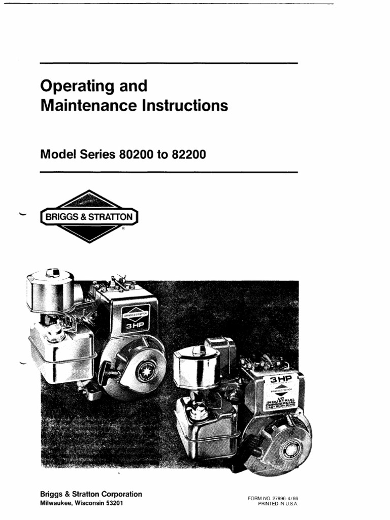 Briggs & Stratton 80202 Engine Manual | PDF | Fuels | Engine Technology