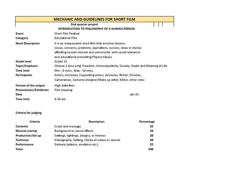 Guidelines for Educational Short Film | PDF
