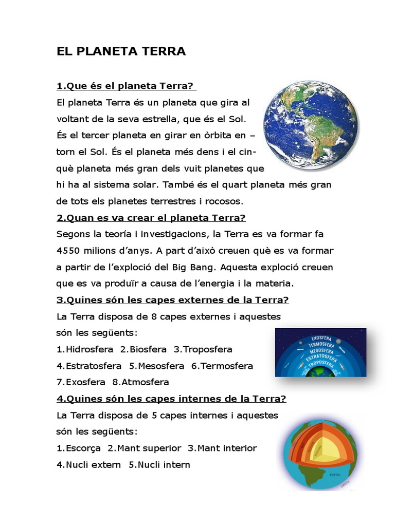 El Planeta Terra Informació | PDF