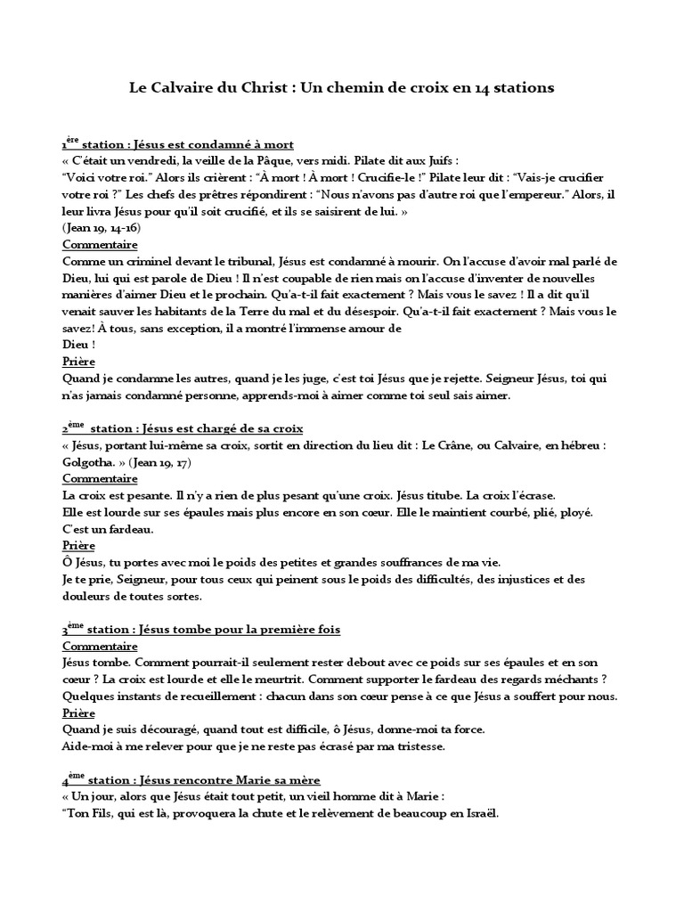 Chemin de croix : 14 stations en prière | PDF | Jésus