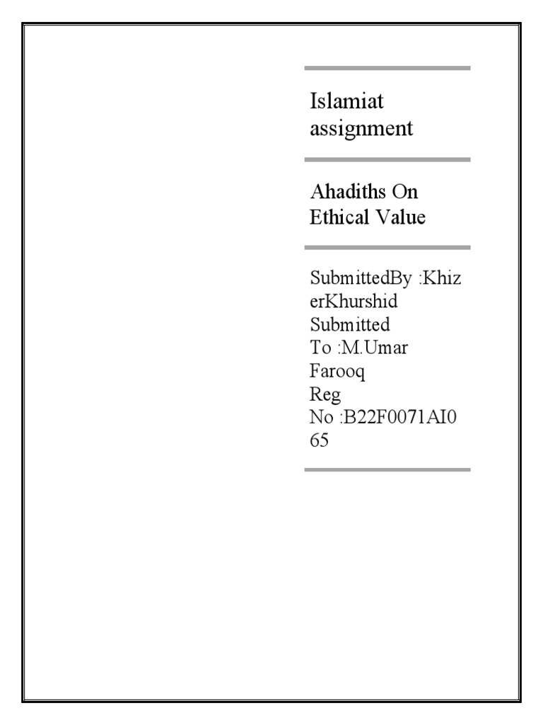ISL Ahadees Assignment | PDF | Hadith | Islamic Ethics
