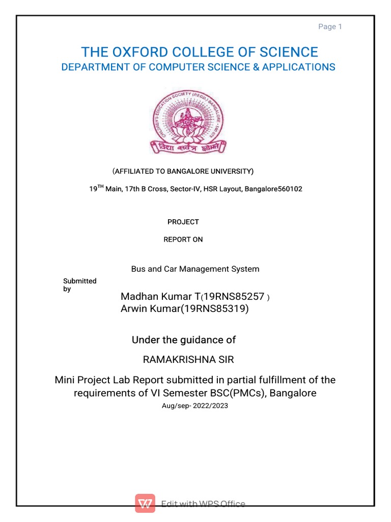 Project Report Bus Management System2 | PDF | Software Engineering | Databases