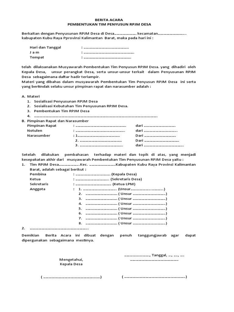 Pembentukan Tim RPJM Desa | PDF | Game & Aktivitas | Griya & Taman