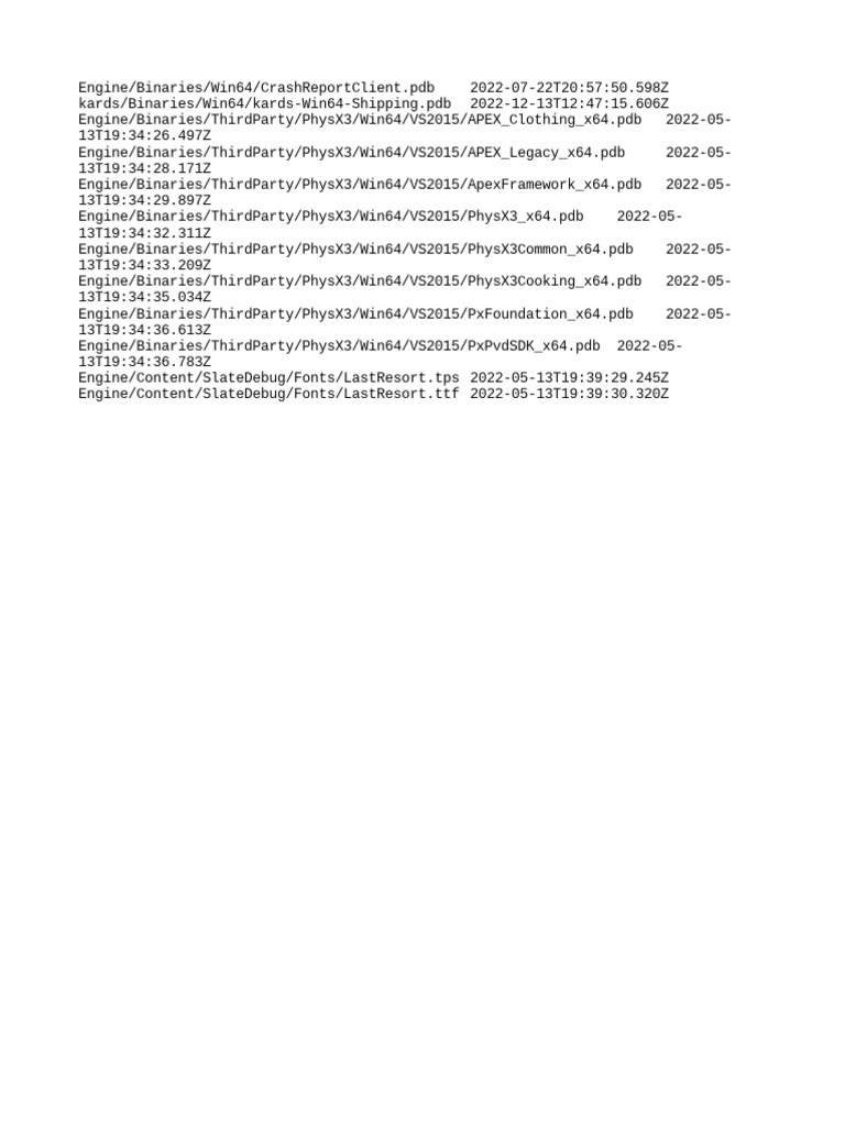 Win64 PhysX3 Debug Files Manifest | PDF