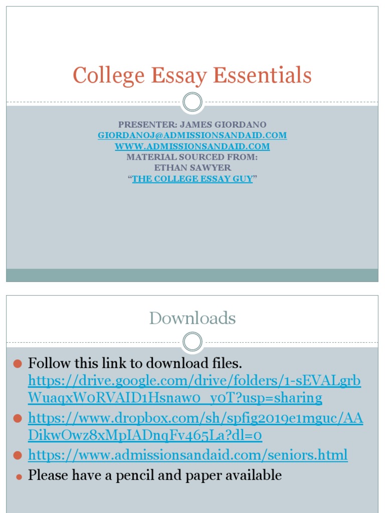 College Essay Essentials Final SJP 2024 | Download Free PDF | Essays ...