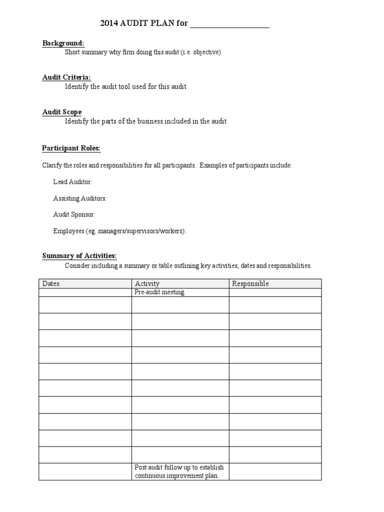 Exercise 1 Sample Audit Plan | PDF | Audit | Business Exercise 1 Sample Audit Plan | PDF | Audit | Business