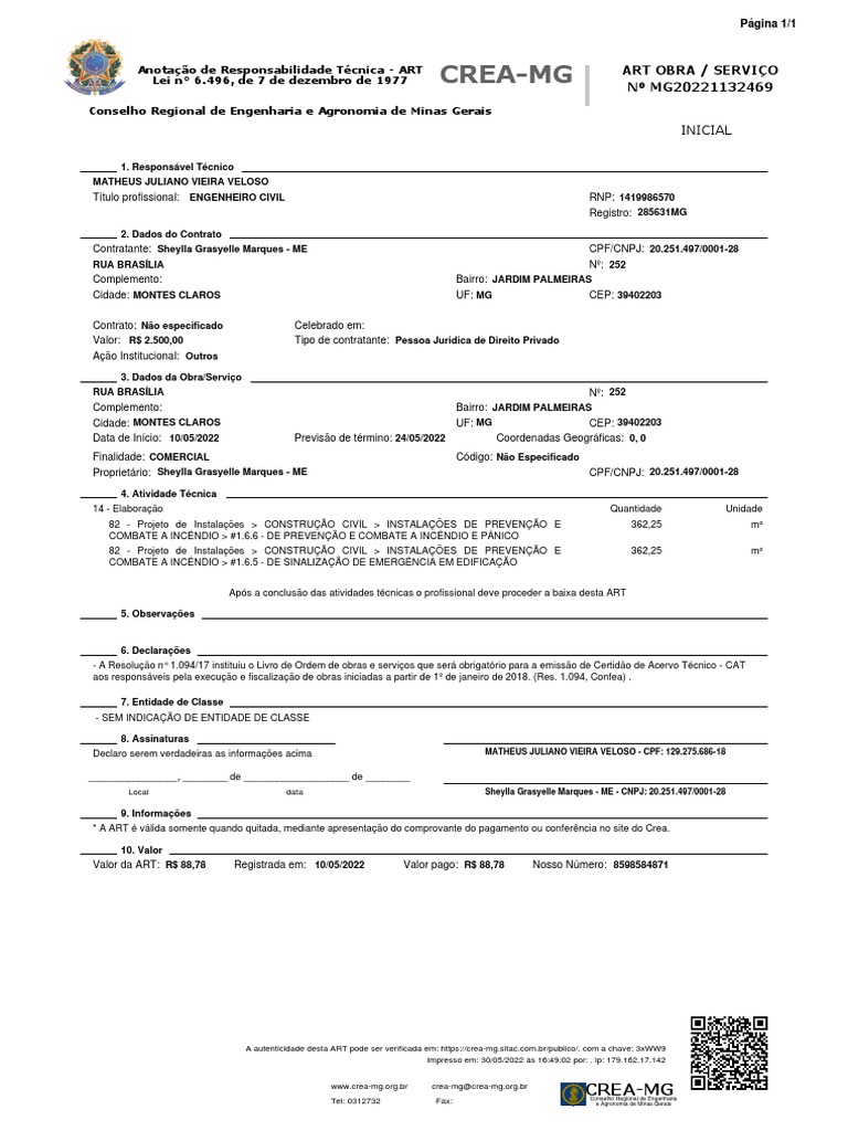 Modelo Preenchimento Art Academia | PDF | Engenharia