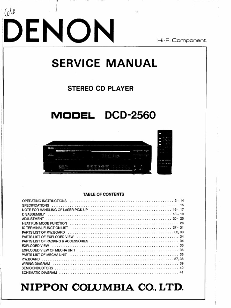 Denon DCD 2560 CD SM Service Manual | PDF