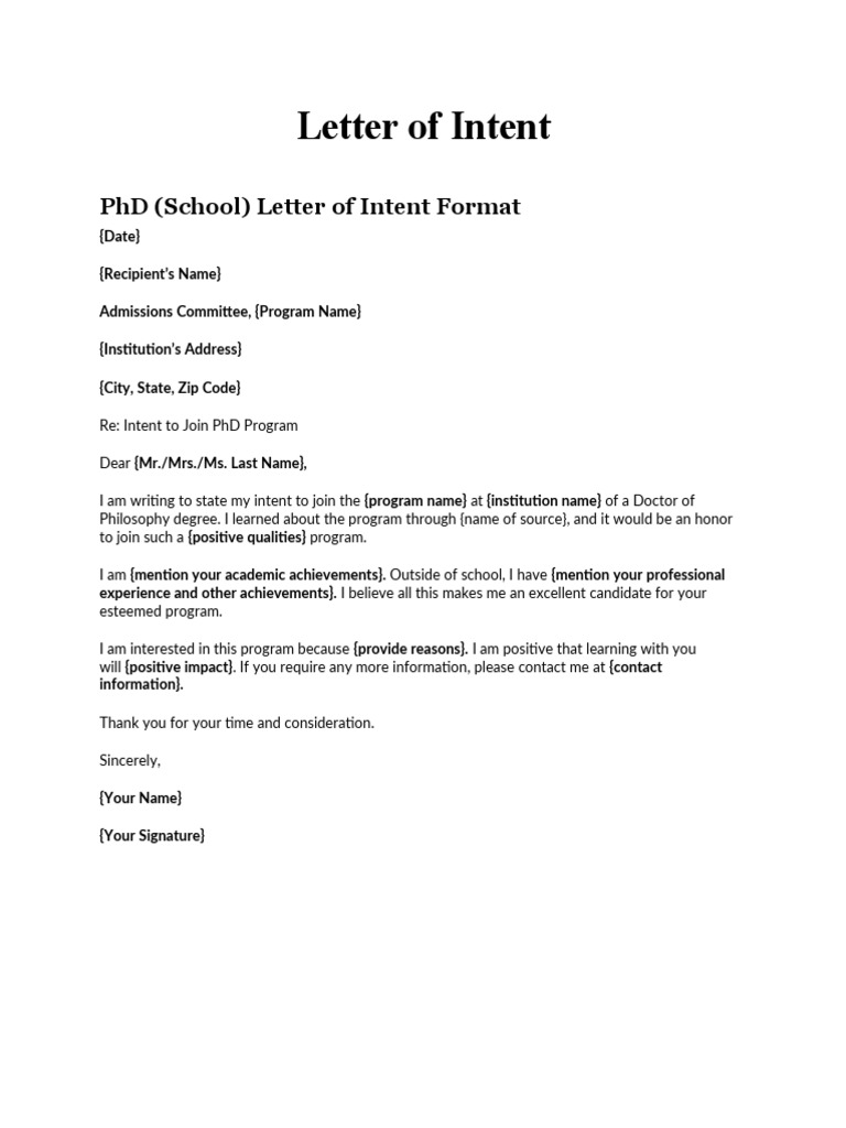 Letter of Intent For Graduate School 01 | PDF