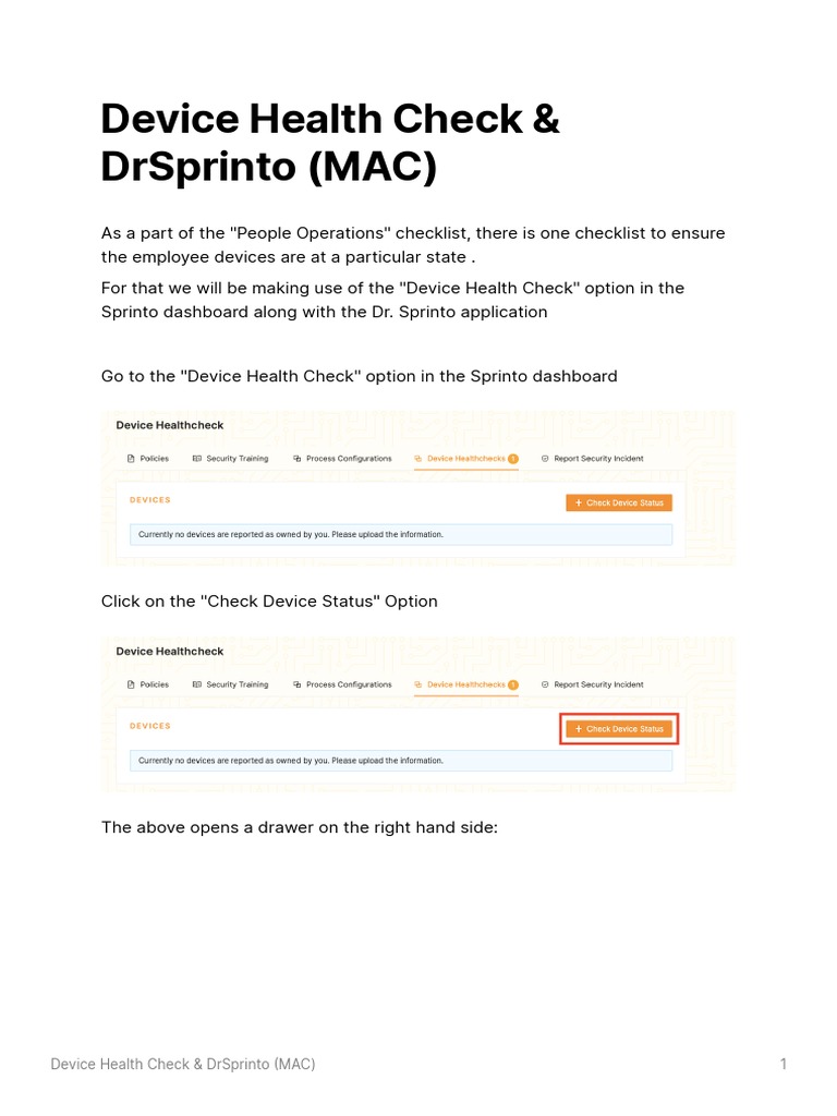 Dr. Sprinto Device Health Check Guide | PDF | Antivirus Software | Mac Os
