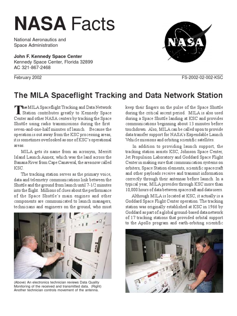 NASA Facts The MILA Spaceflight Tracking and Data Network Station 2002 ...