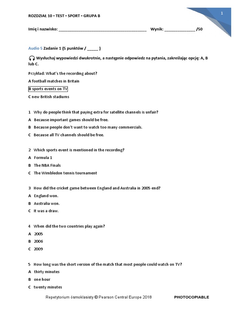 REP8 - Unit 10 - B - Test | PDF | Career & Growth | Games & Activities