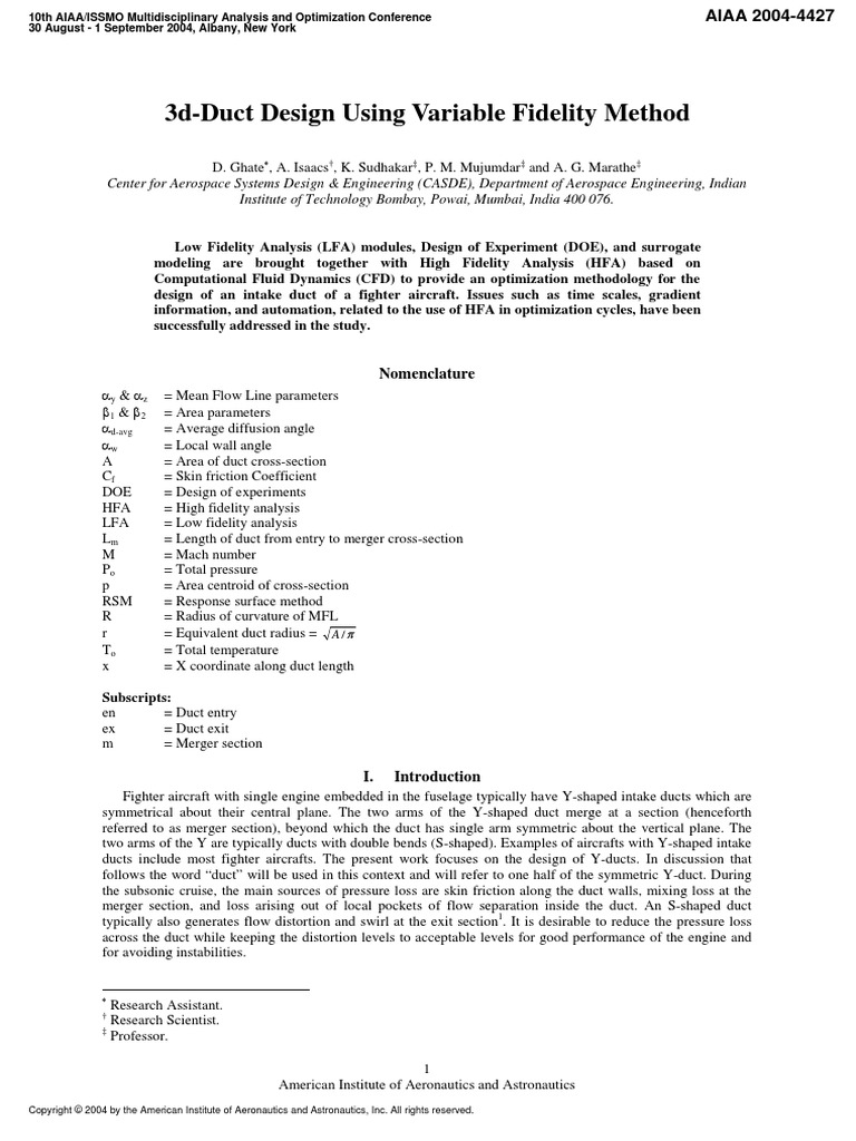 3D-Duct Design Using Variable Fidelity Method | PDF | Computational ...