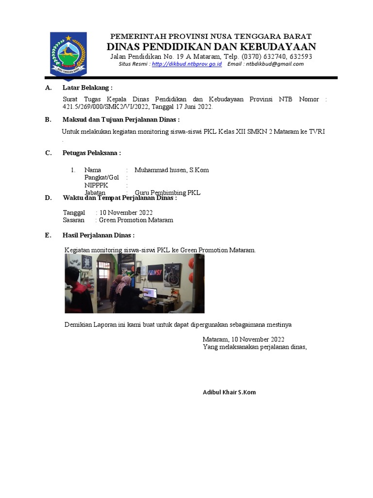 Laporan Monitoring PKL SMKN 2 Mataram | PDF | Bisnis | Seni