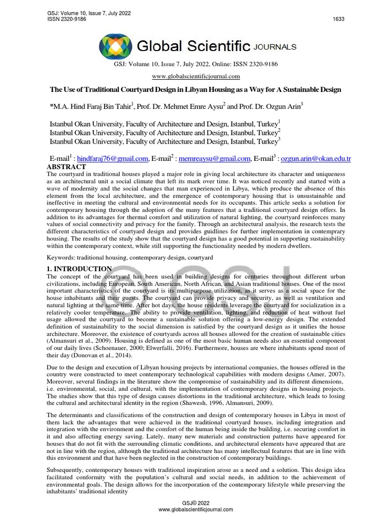 The Use of Traditional Courtyard Design in Libyan Housing As A Way For ...