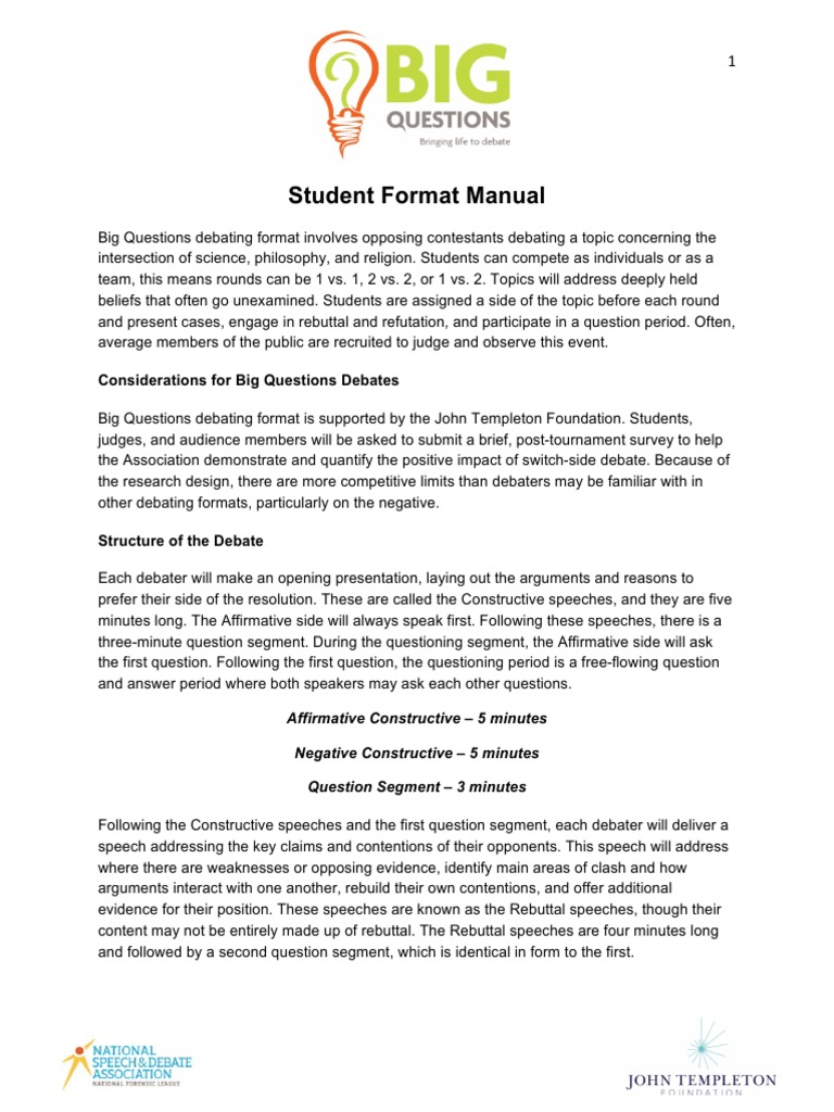 Student Debate Format Guide | PDF | Argument | Epistemology