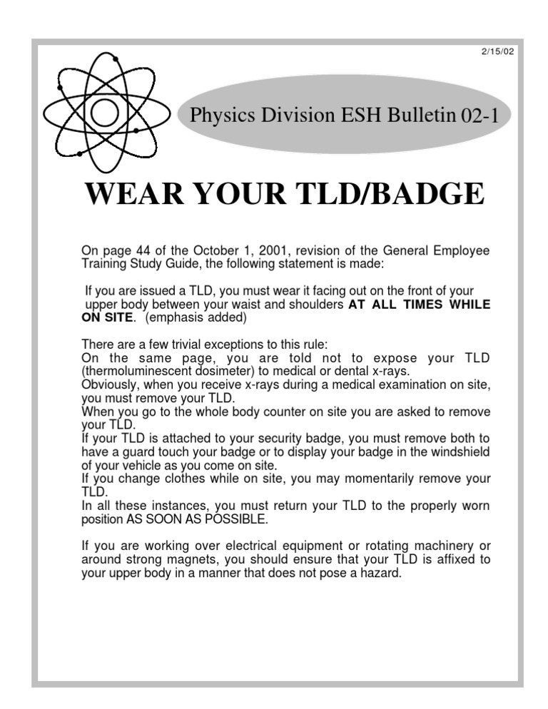 Wear Your TLD/Badge: Reminders on Proper Usage and Exceptions to the ...