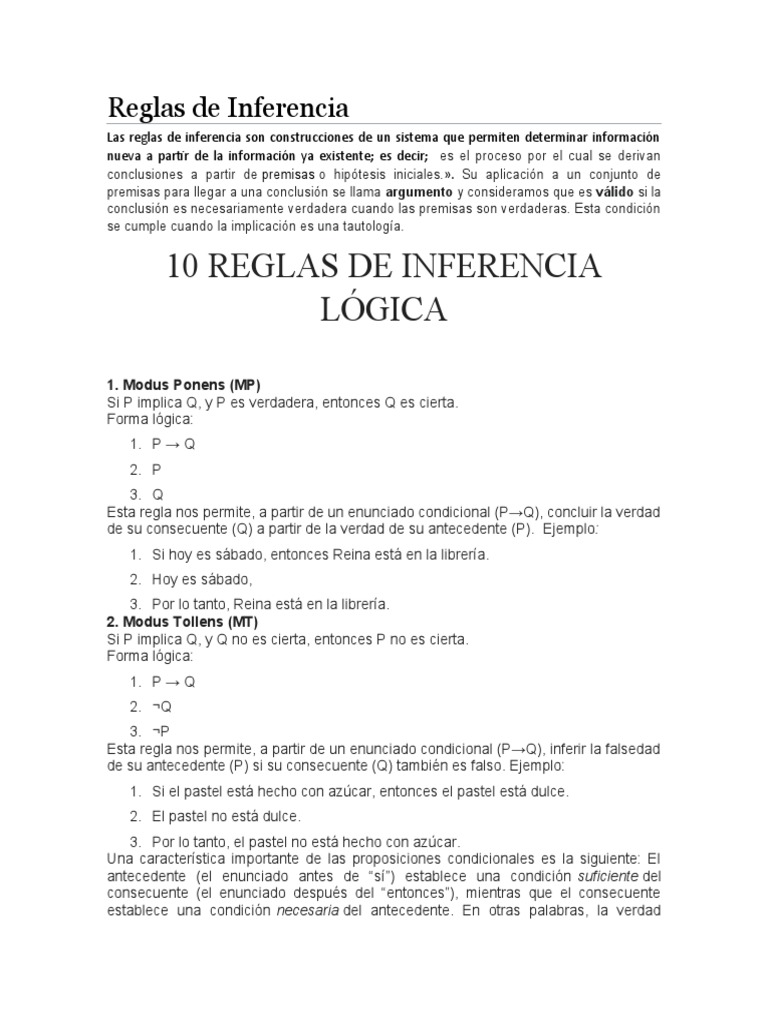 Reglas de Inferencia | PDF | Razonamiento | Razonamiento deductivo