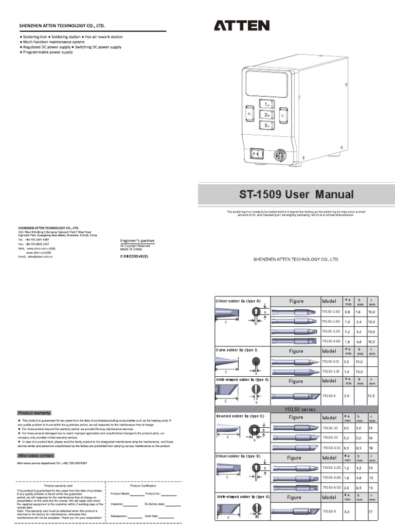 ATTEN ST-1509 Manual | PDF | Computer Engineering | Manufactured Goods