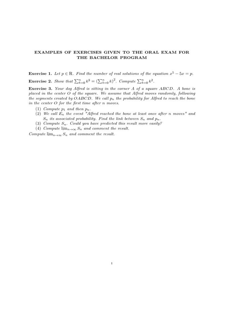 Bachelor X Interview - Maths Questions 2020 | PDF