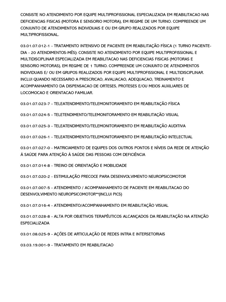 Códigos de PROCEDIMENTOS SUS PICS | PDF | Massagem | Tratamentos médicos Códigos de PROCEDIMENTOS SUS PICS | PDF | Massagem | Tratamentos médicos
