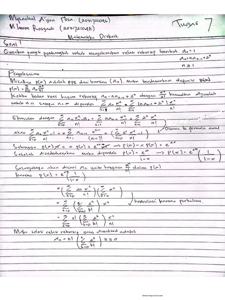 Matematika Diskrit - Tugas 7 | PDF