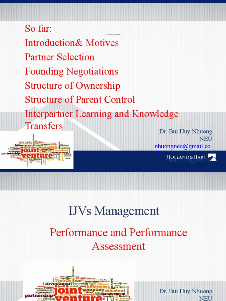 Joint Venture Performance Assessment Guide | PDF | Joint Venture | Goal