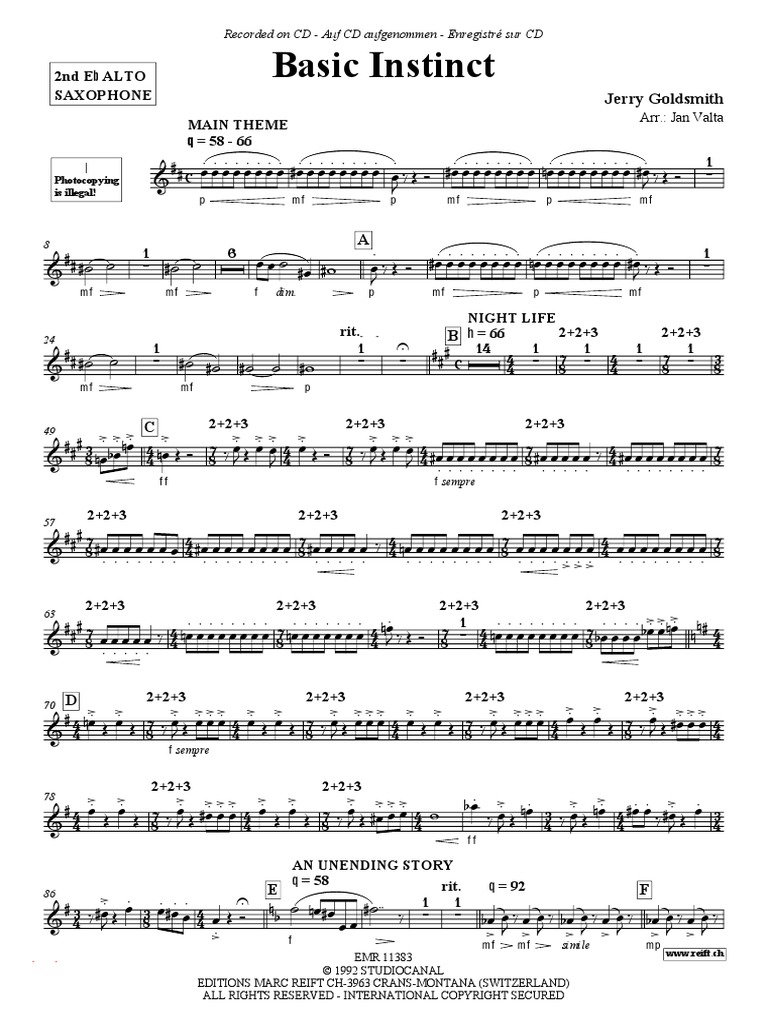 Basic Instinct - Altsax 2 | PDF
