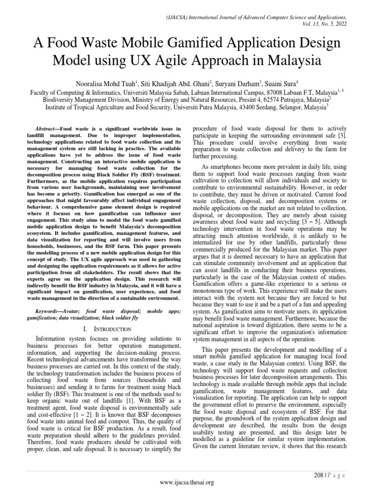Paper 26 A Food Waste Mobile Gamified Application Pdf Agile