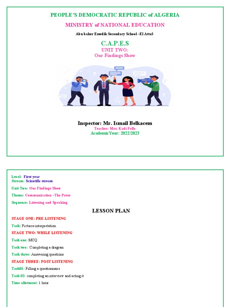 Listening Lesson Plan 4 | PDF | Interview | Lesson Plan