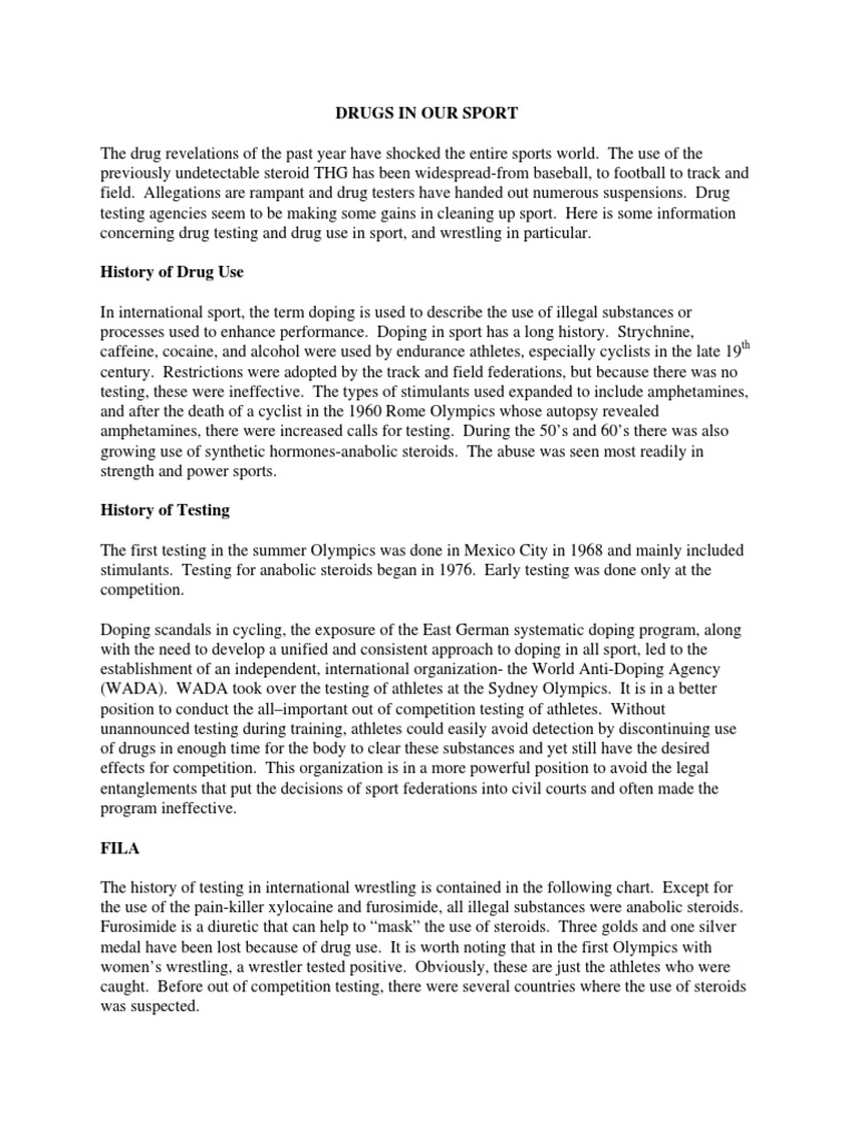 Drug Testingin Wrestling | PDF | Doping In Sport | Pharmacology