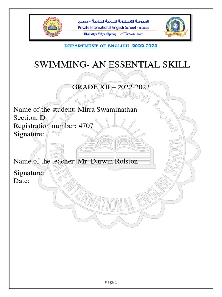 Mirra 12 D - English Project | PDF | Swimming (Sport) | Swimming