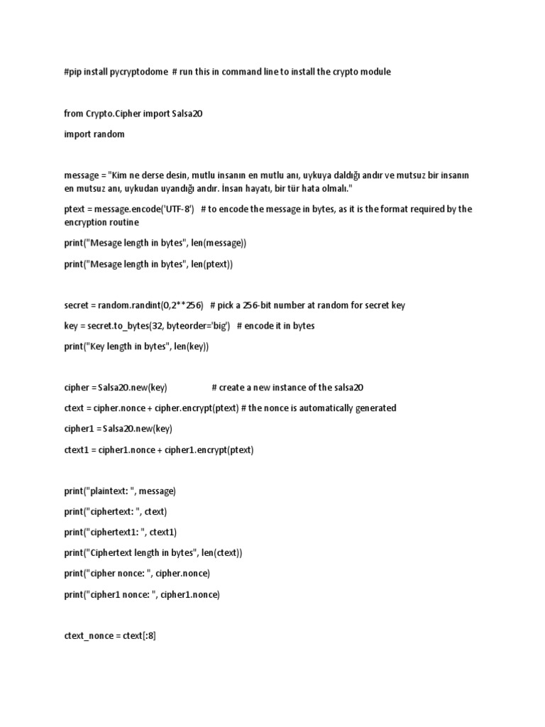 Salsa20 Exercise | PDF