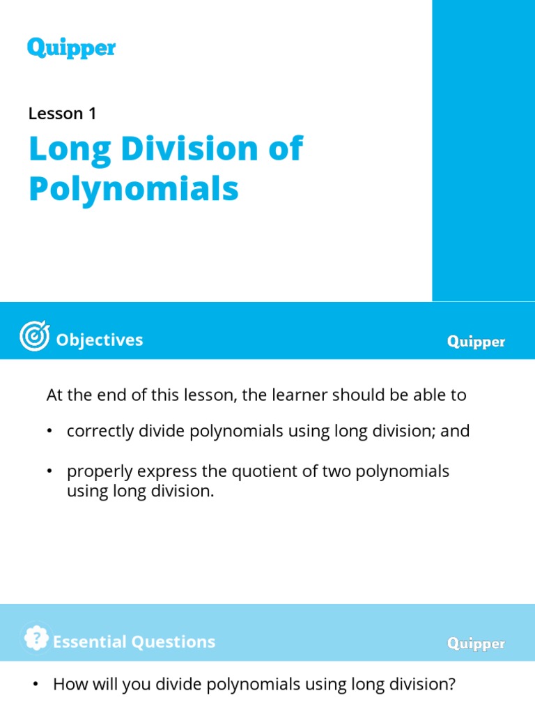 Long Division of Polynomials Explained | PDF | Division (Mathematics ...
