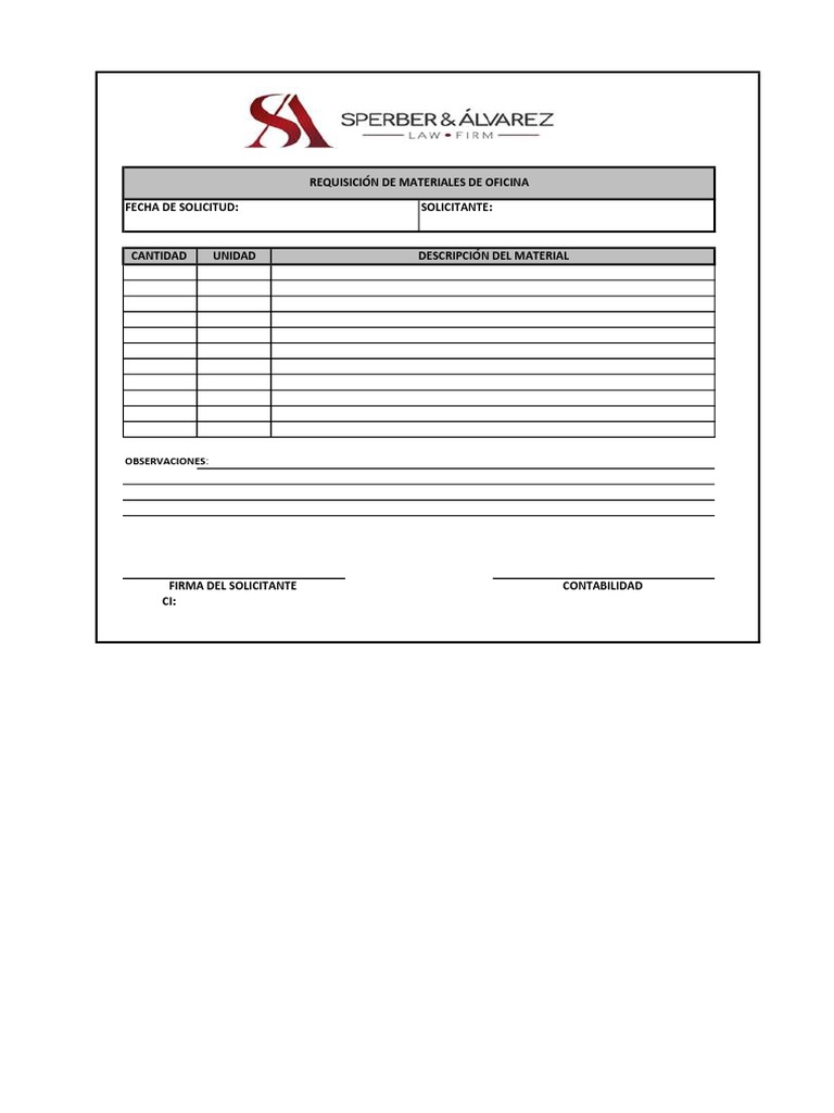 Solicitud de Suministros | PDF