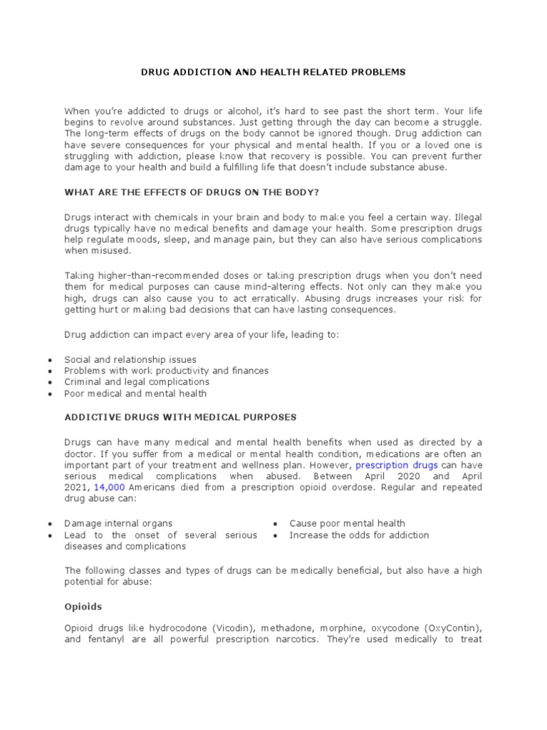 Drug Addiction and Health Related Problems | PDF | Substance Abuse | Cannabis (Drug)