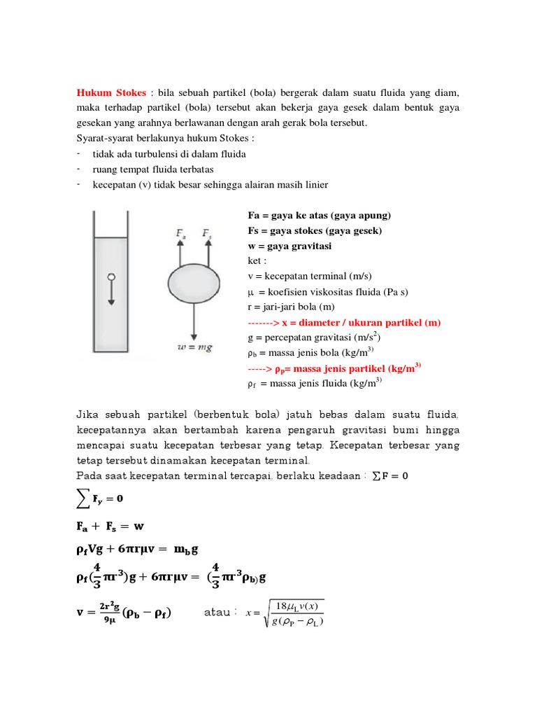Stokes Dan Diameter Partikel | PDF
