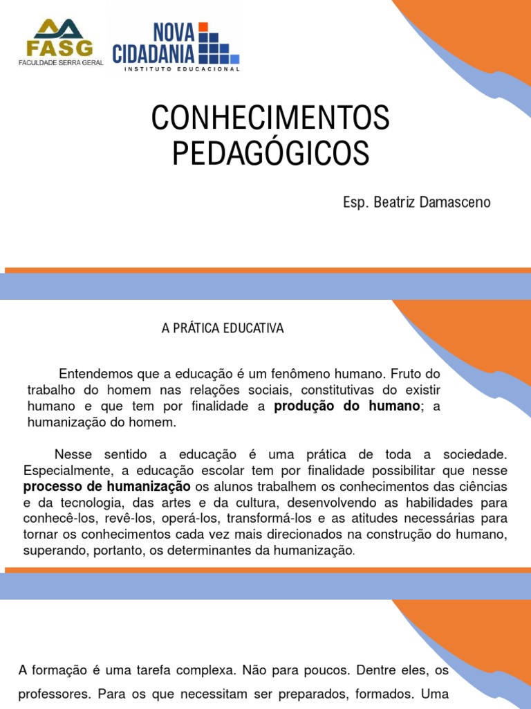 Aula Facul Conh - Pedagógicos | PDF | Pedagogia | Aprendizado